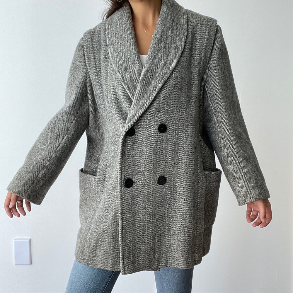 Vintage Herman Kay Herringbone Wool Coat - Gem